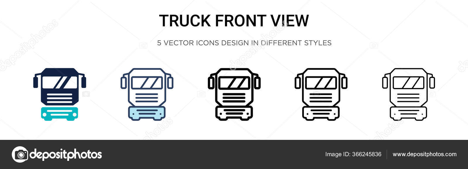 Truck Front View Icon Filled Thin Line Outline Stroke Style Stock ...