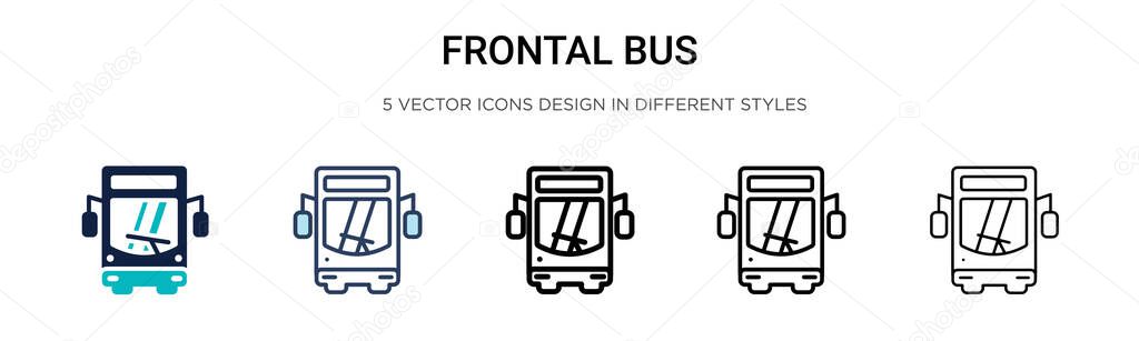 Icono frontal de autob s en l nea, delgada, contorno y estilo de carrera. Ilustraci n vectorial ...