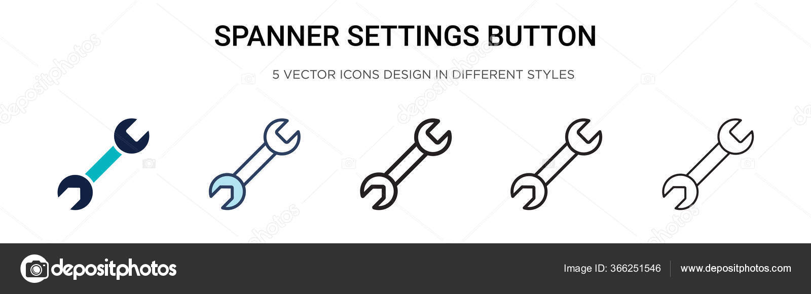 Spanner Settings Button Icon Filled Thin Line Outline Stroke Style ...