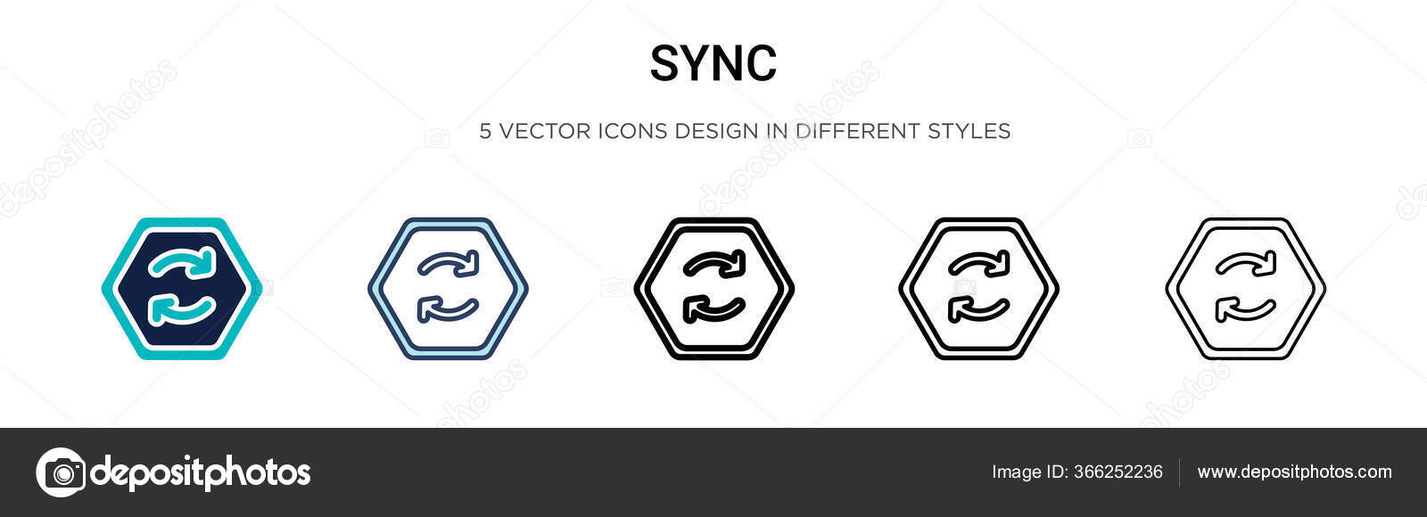 Sync Icon Filled Thin Line Outline Stroke Style Vector Illustration ...