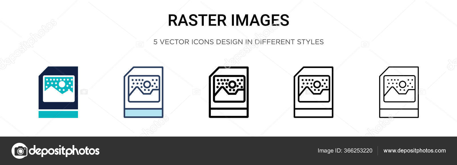 Raster Images Icon Filled Thin Line Outline Stroke Style Vector Stock ...