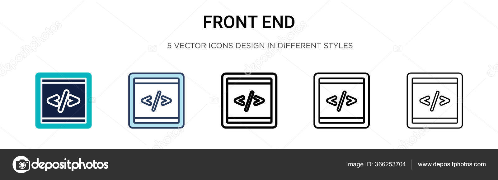 Front End Icon Filled Thin Line Outline Stroke Style Vector Stock ...