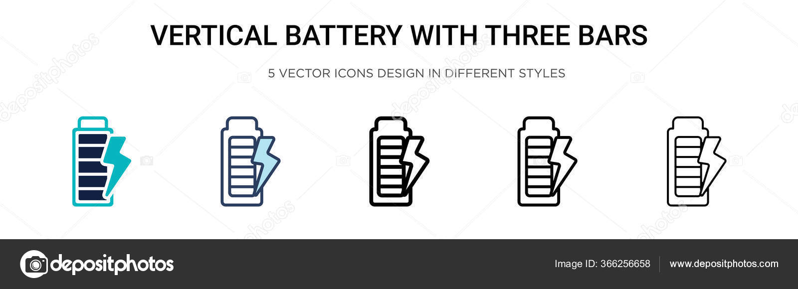 Vertical Battery Three Bars Icon Filled Thin Line Outline Stroke Stock ...
