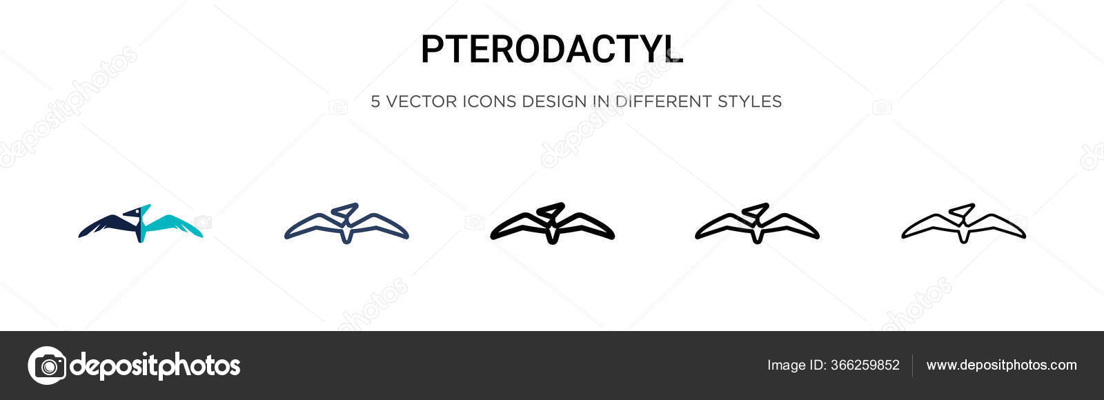 Pterodactyl Icon Filled Thin Line Outline Stroke Style Vector Illustration Stock Vector Image by ...
