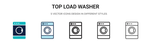 Top load washer outline vector icon. Thin line black top load washer ...