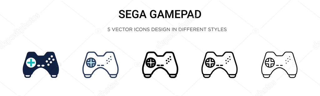 Icono de gamepad de Sega en línea llena, delgada, contorno y estilo de ...