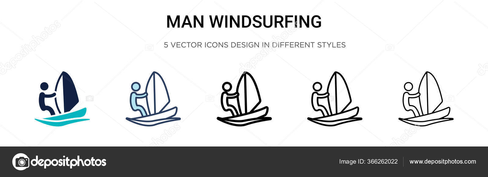 Man Windsurfing Icon Filled Thin Line Outline Stroke Style Vector Stock ...