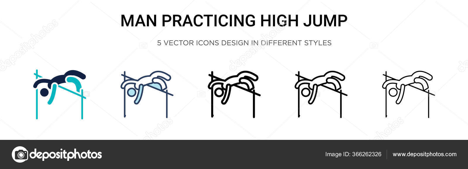 Man Practicing High Jump Icon Filled Thin Line Outline Stroke Stock ...