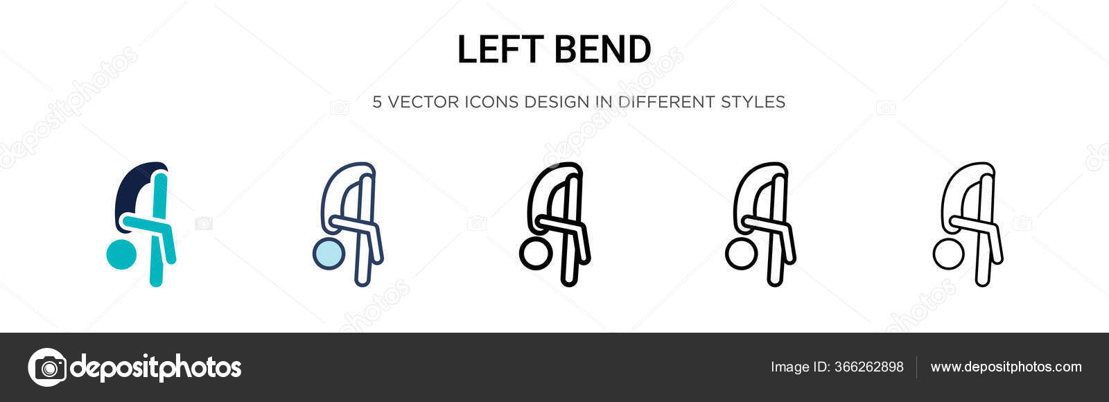 Left Bend Icon Filled Thin Line Outline Stroke Style Vector Stock Vector by ©Digital-Bazaar ...