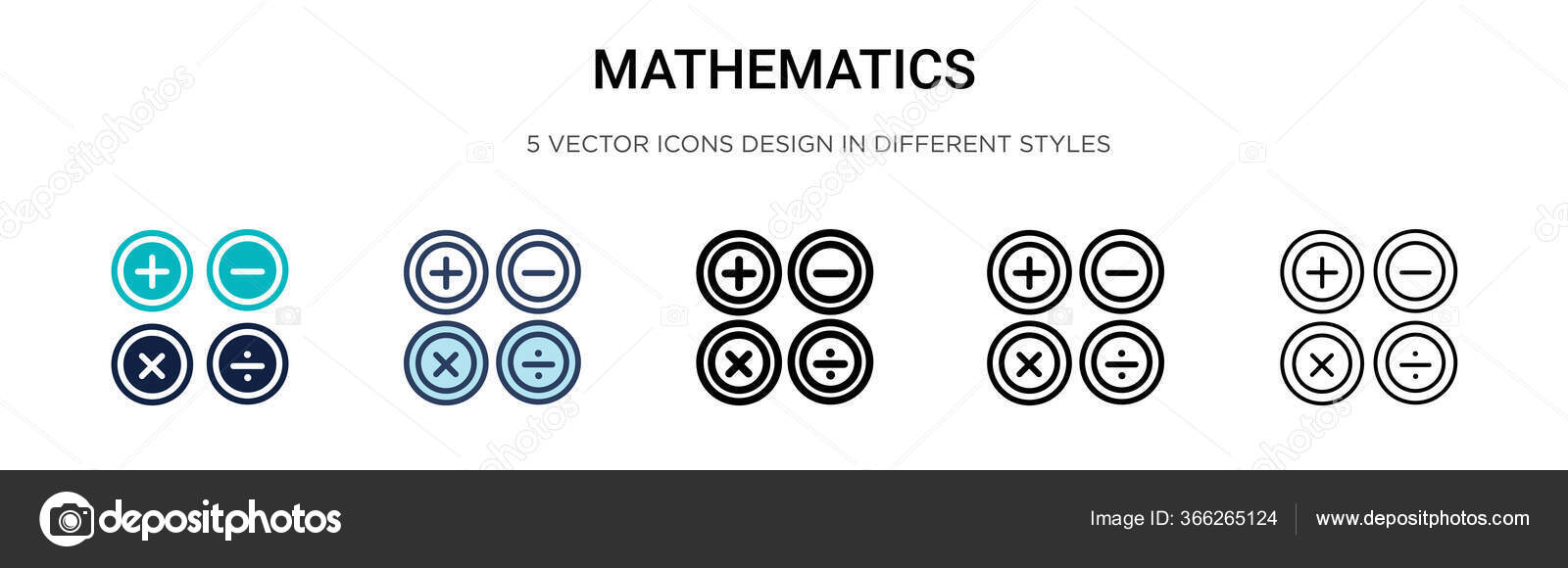 Mathematics Icon Filled Thin Line Outline Stroke Style Vector ...