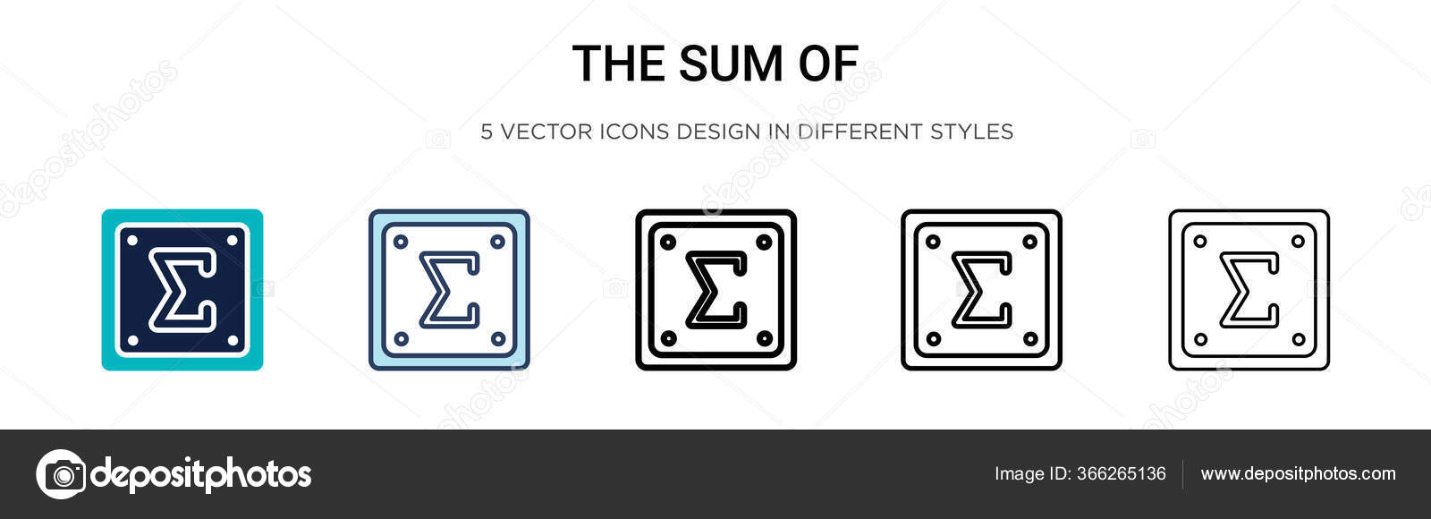 Sum Icon Filled Thin Line Outline Stroke Style Vector Illustration ...