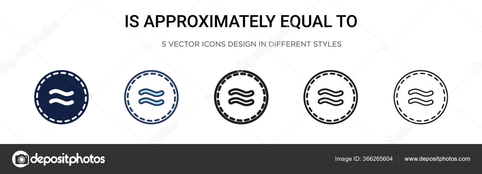 Approximately Equal Icon Filled Thin Line Outline Stroke Style Vector ...