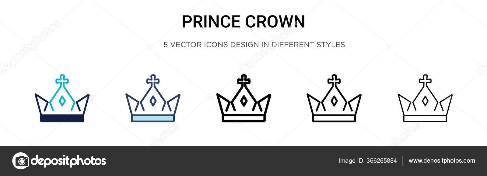 Prince Crown Icon Filled Thin Line Outline Stroke Style Vector Stock ...
