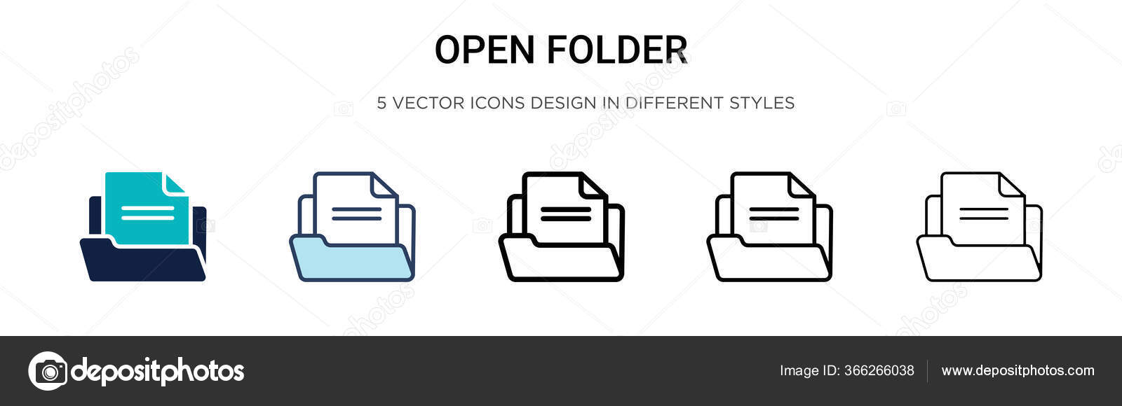 Open Folder Icon Filled Thin Line Outline Stroke Style Vector Stock ...