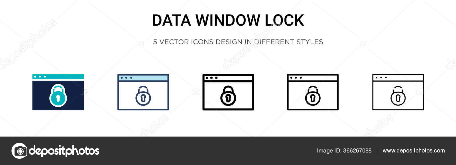 Data Window Lock Symbol Key Icon Filled Thin Line Outline Stock Vector ...