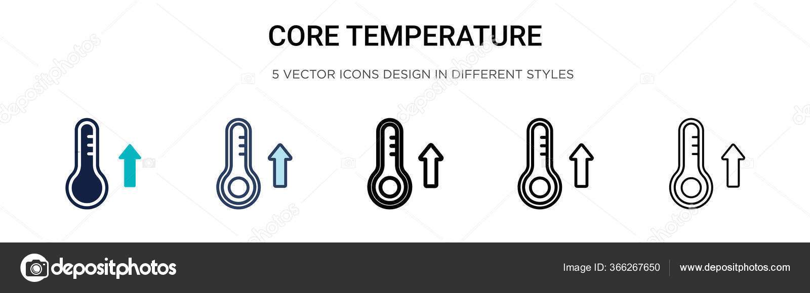 Core Temperature Icon Filled Thin Line Outline Stroke Style Vector ...
