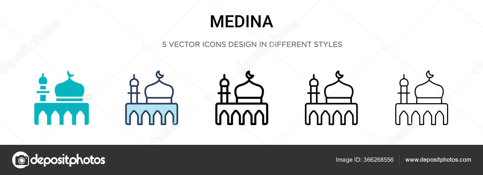 Medina Icon Filled Thin Line Outline Stroke Style Vector Illustration ...