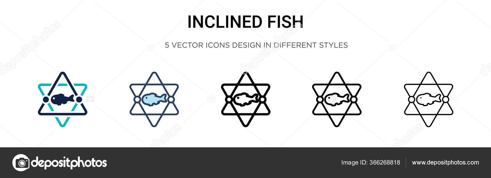 Inclined Fish Icon Filled Thin Line Outline Stroke Style Vector Stock ...