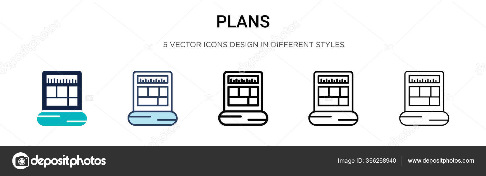 Plans Icon Filled Thin Line Outline Stroke Style Vector Illustration ...