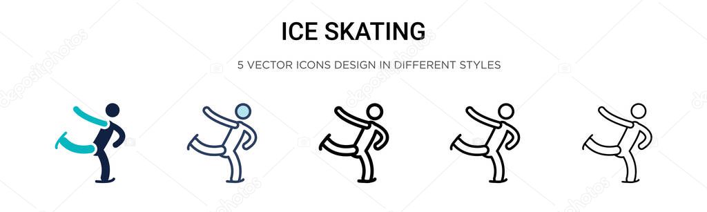 Ice skating sign icon in full, thin line, outline and stroke style ...