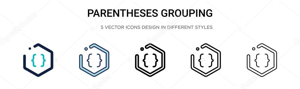 Paréntesis agrupando icono de símbolo en línea llena, delgada, contorno ...