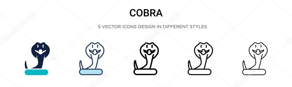 Icono de Cobra en línea llena, delgada, contorno y estilo de trazo ...