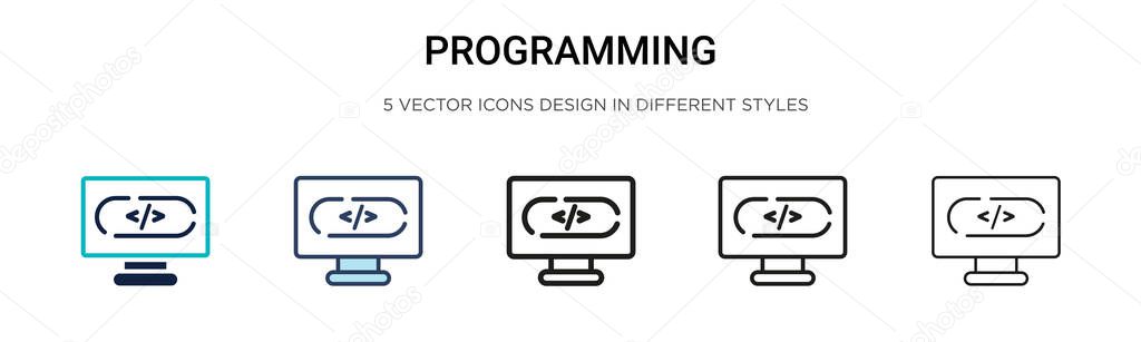 Icono de programaci n en l nea llena, delgada, contorno y estilo de trazo. Ilustraci n vectorial ...