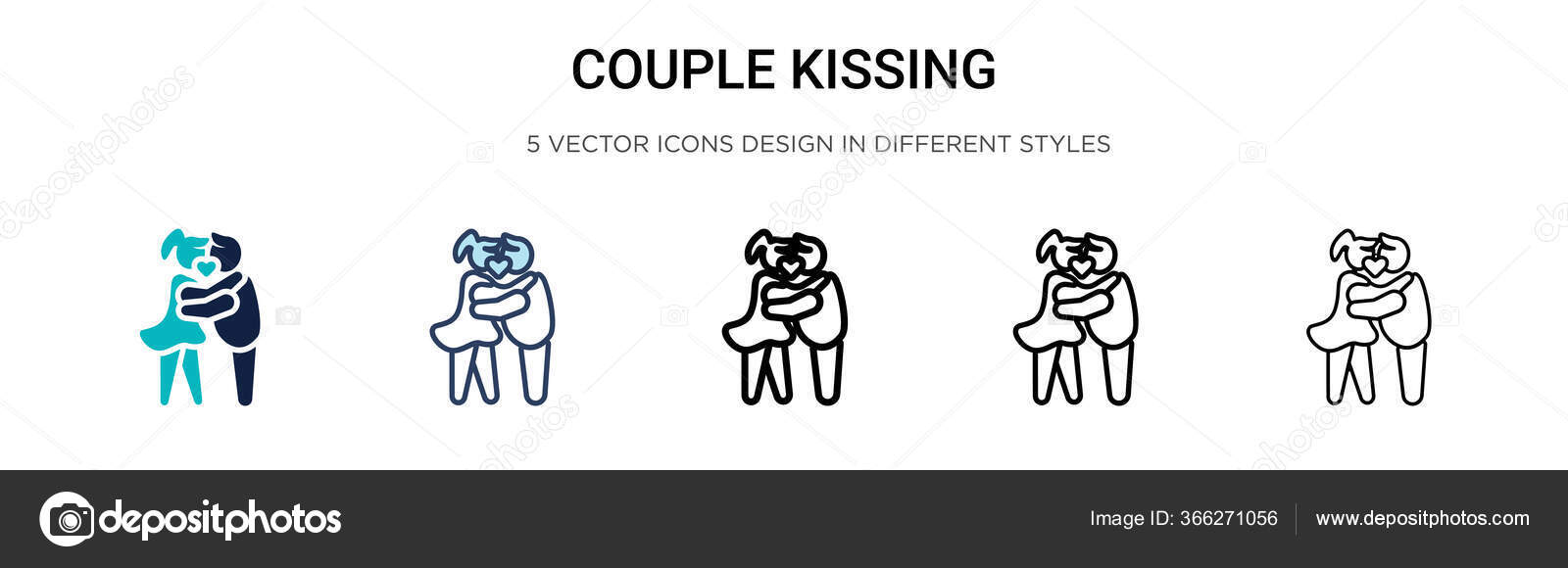 Couple Kissing Icon Filled Thin Line Outline Stroke Style Vector Stock Vector Image by ©Digital ...
