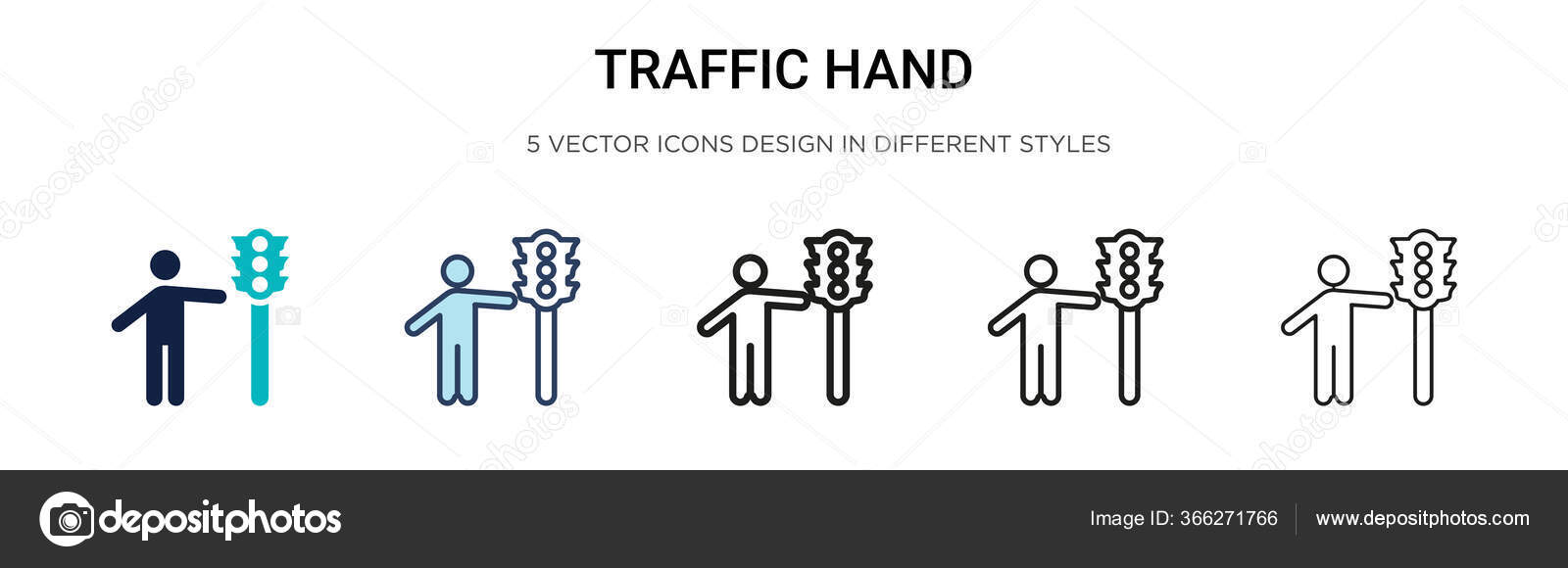 Traffic Hand Signals Icon Filled Thin Line Outline Stroke Style Stock ...