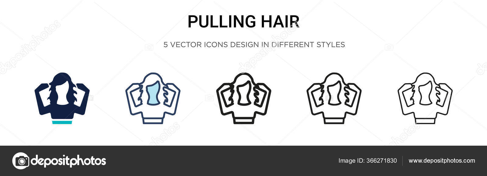 Pulling Hair Icon Filled Thin Line Outline Stroke Style Vector Stock ...