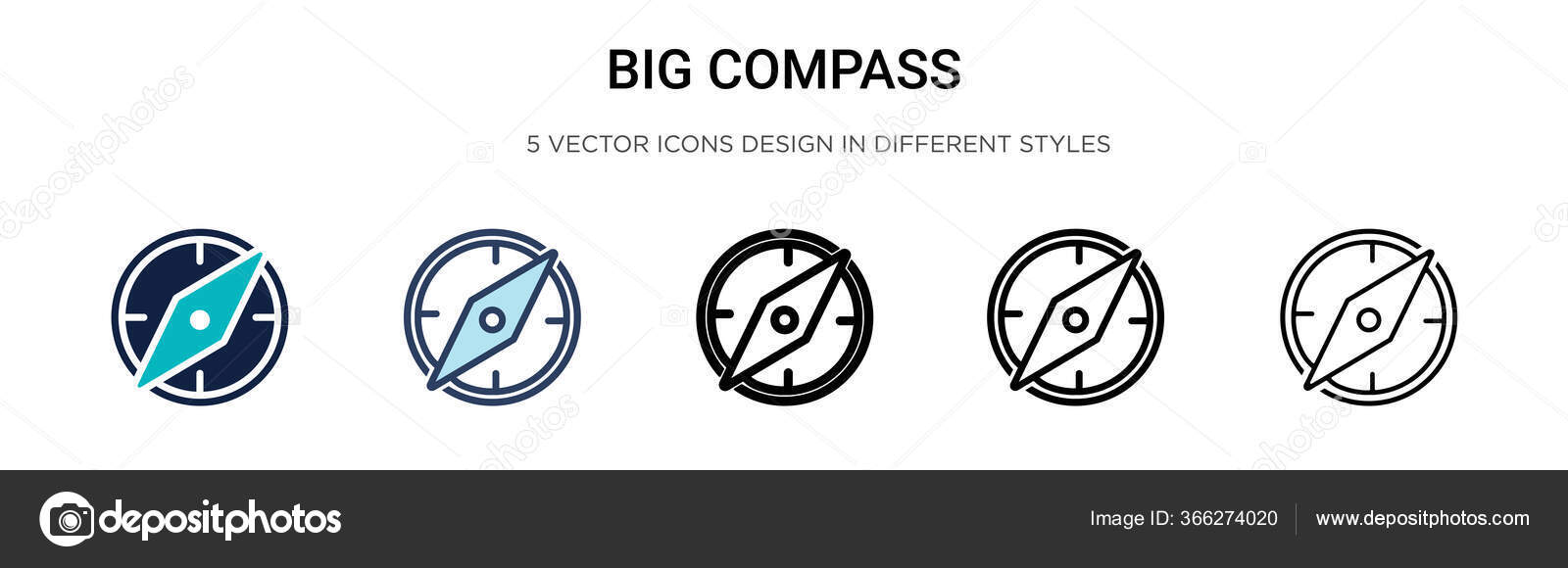 Big Compass Icon Filled Thin Line Outline Stroke Style Vector Stock ...