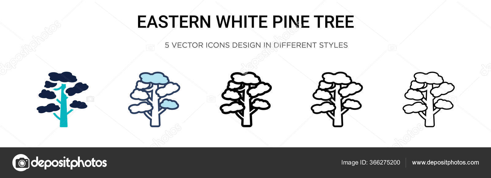 Eastern White Pine Tree Icon Filled Thin Line Outline Stroke Stock ...