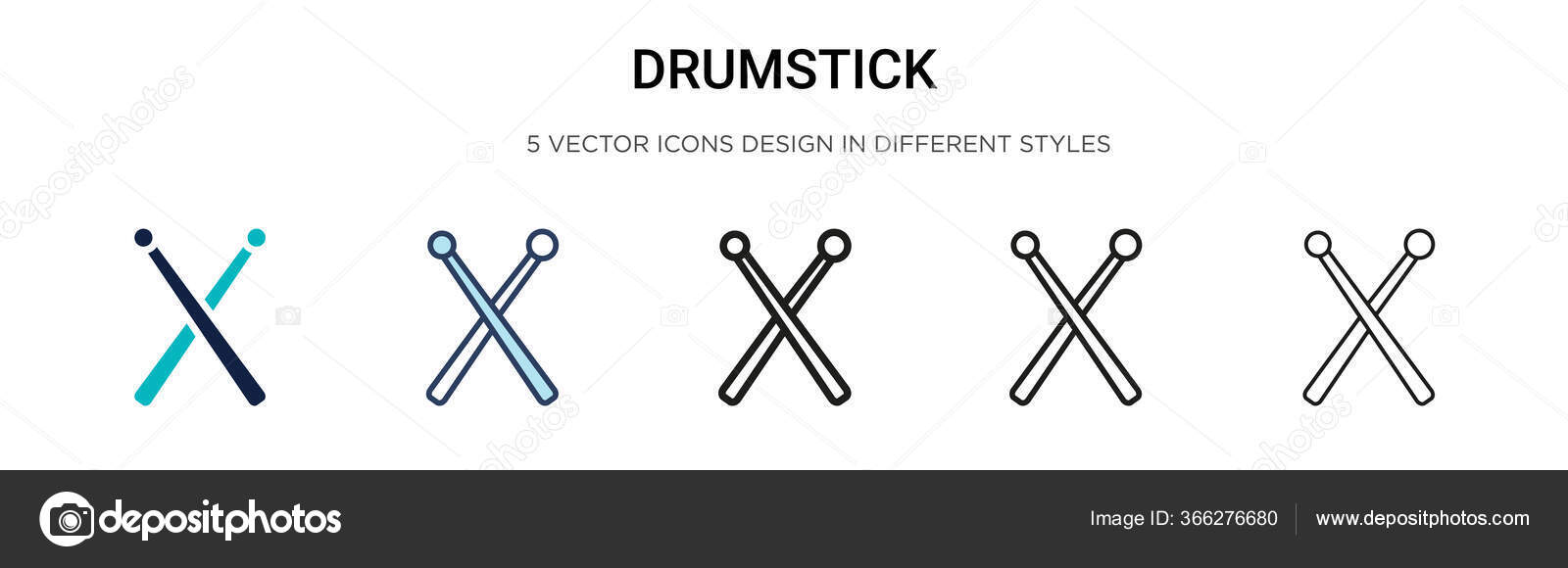 Drumstick Icon Filled Thin Line Outline Stroke Style Vector ...