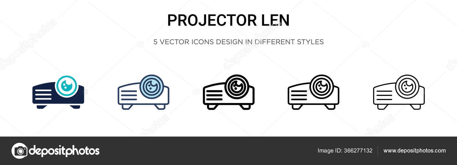 Projector Len Icon Filled Thin Line Outline Stroke Style Vector Stock ...