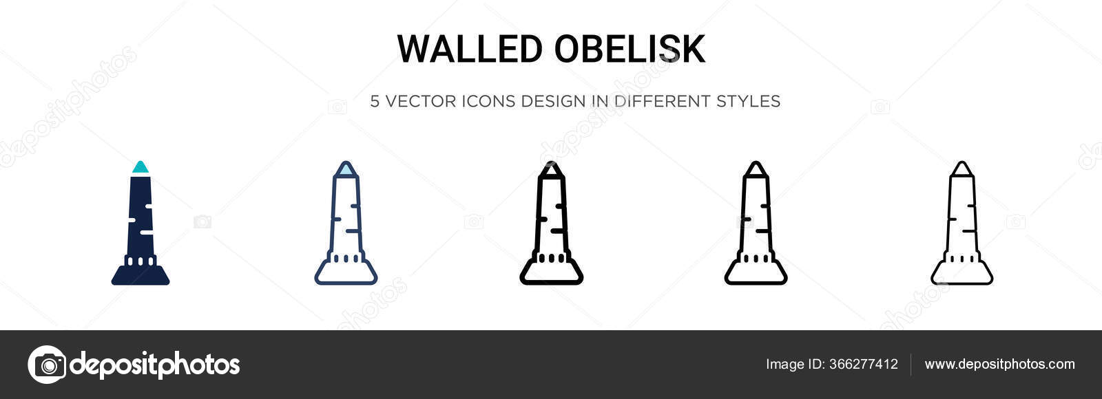 Walled Obelisk Icon Filled Thin Line Outline Stroke Style Vector Stock ...
