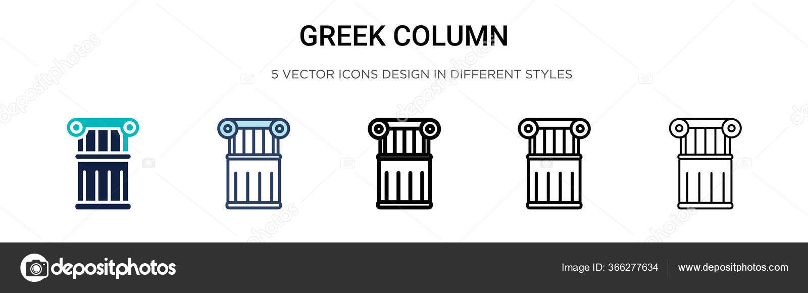 Greek Column Icon Filled Thin Line Outline Stroke Style Vector Stock ...