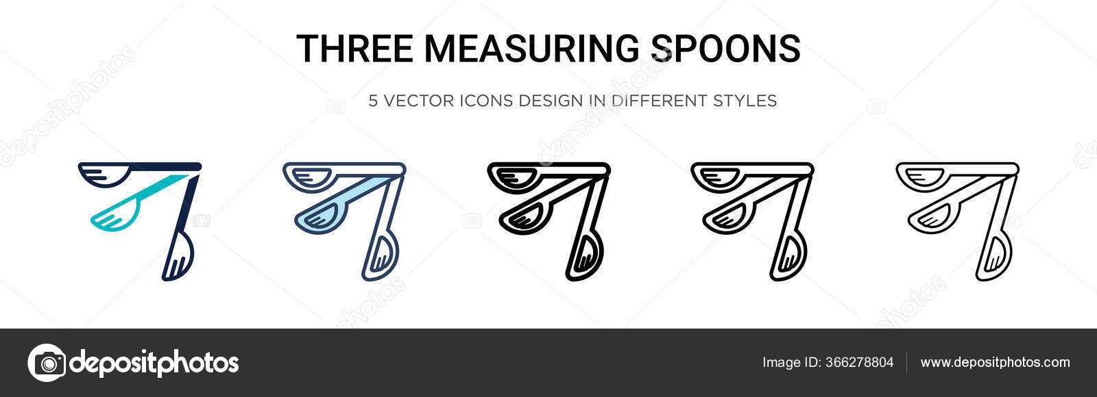 Three Measuring Spoons Icon Filled Thin Line Outline Stroke Style Stock ...