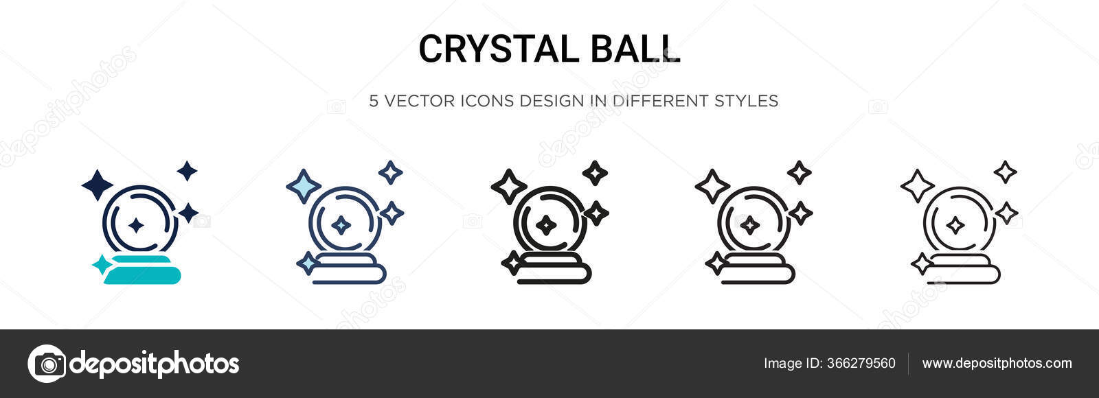 Crystal Ball Icon Filled Thin Line Outline Stroke Style Vector Stock ...