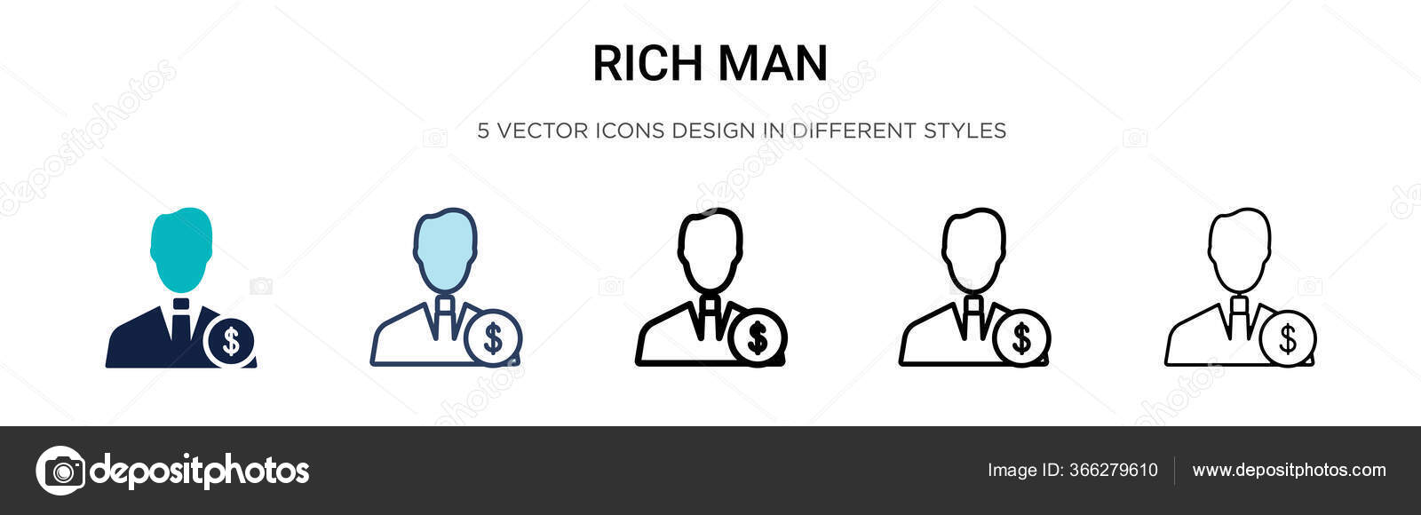 Rich Man Icon Filled Thin Line Outline Stroke Style Vector Stock Vector ...
