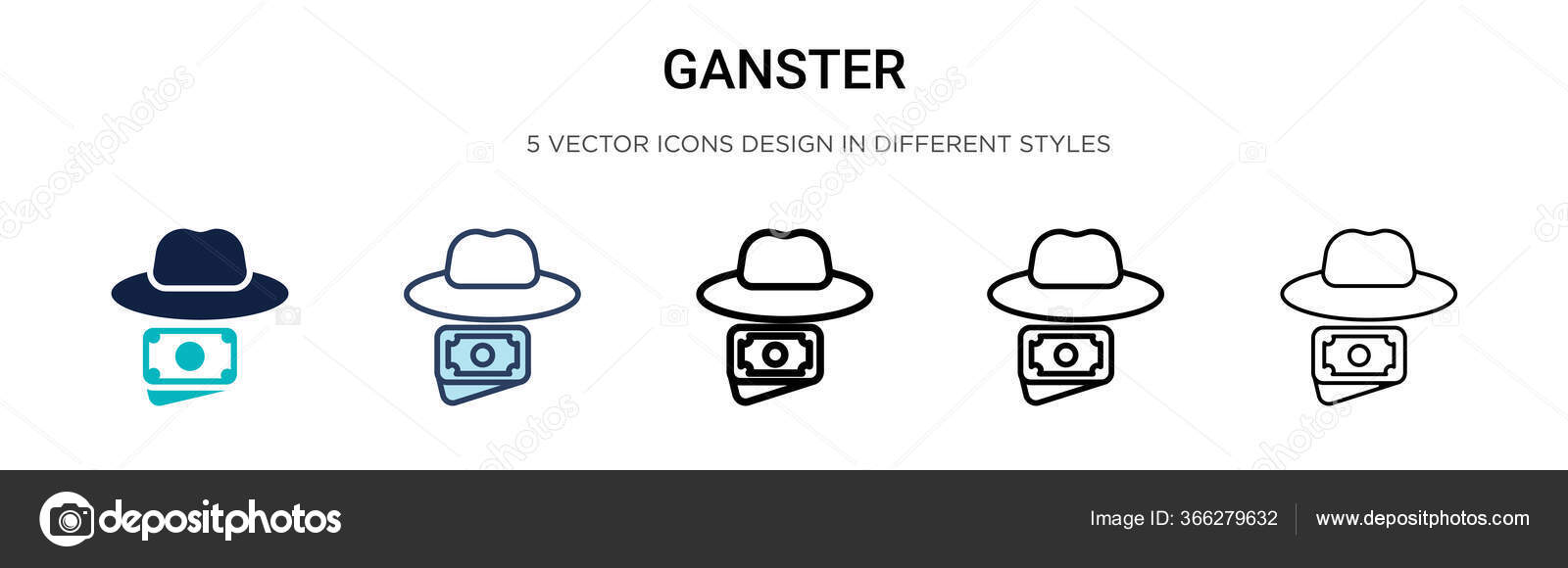 Ganster Icon Filled Thin Line Outline Stroke Style Vector Illustration ...