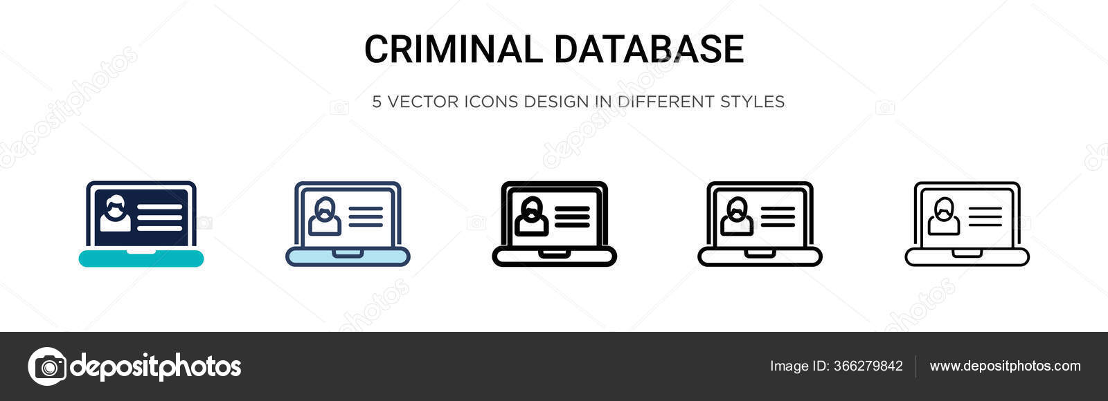 Criminal Database Icon Filled Thin Line Outline Stroke Style Vector ...