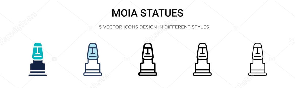 Icono de estatuas de Moia en línea llena, delgada, contorno y estilo de ...