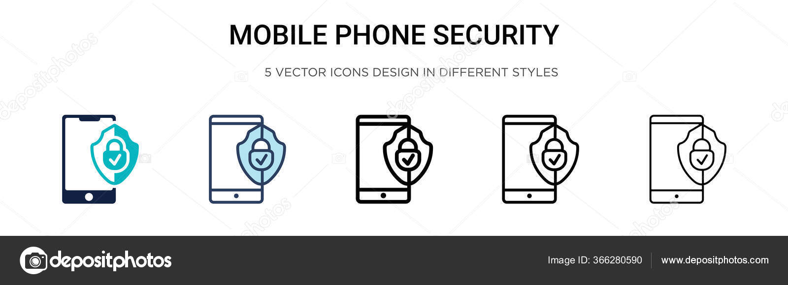 Mobile Phone Security Icon Filled Thin Line Outline Stroke Style Stock ...