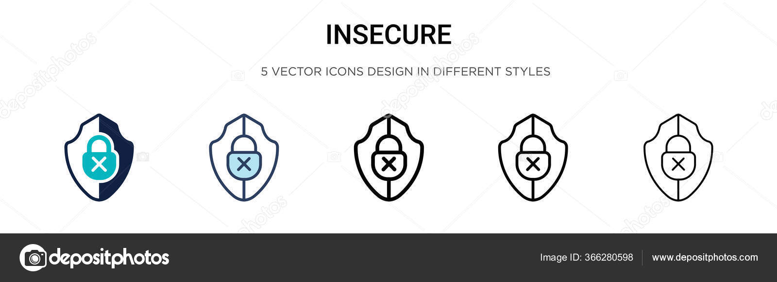 Insecure Icon Filled Thin Line Outline Stroke Style Vector Illustration ...