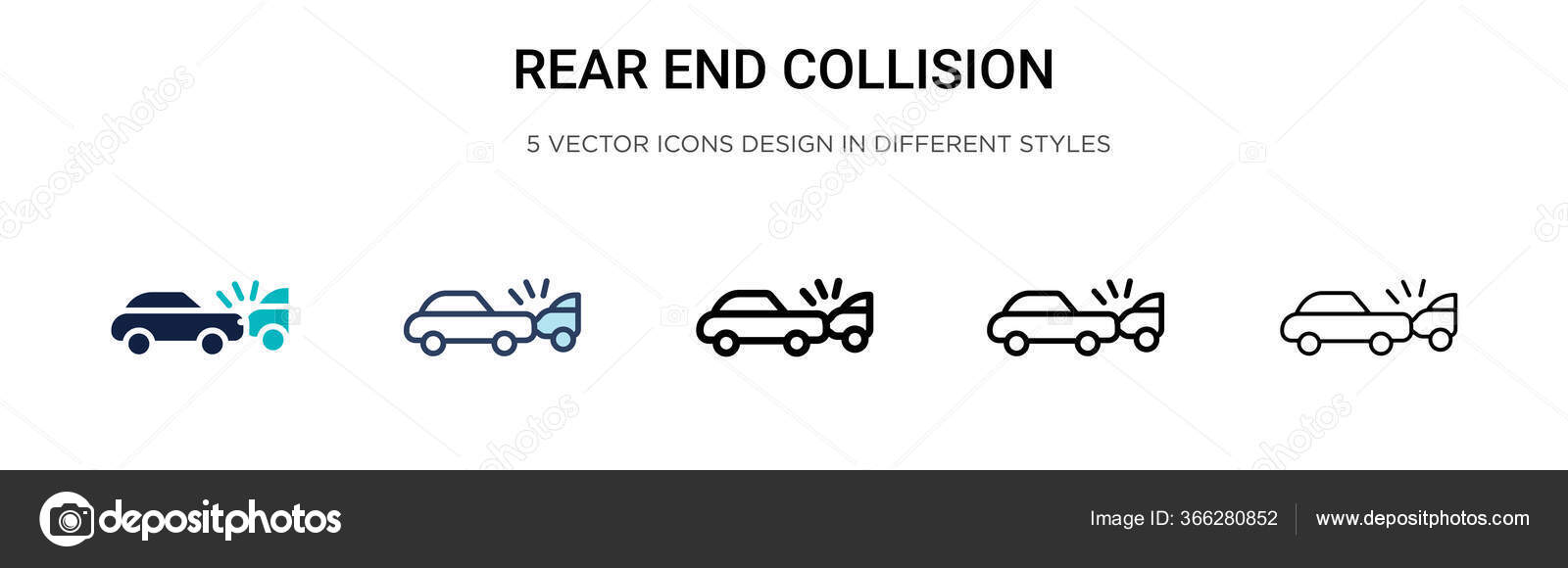 Rear End Collision Icon Filled Thin Line Outline Stroke Style Stock ...