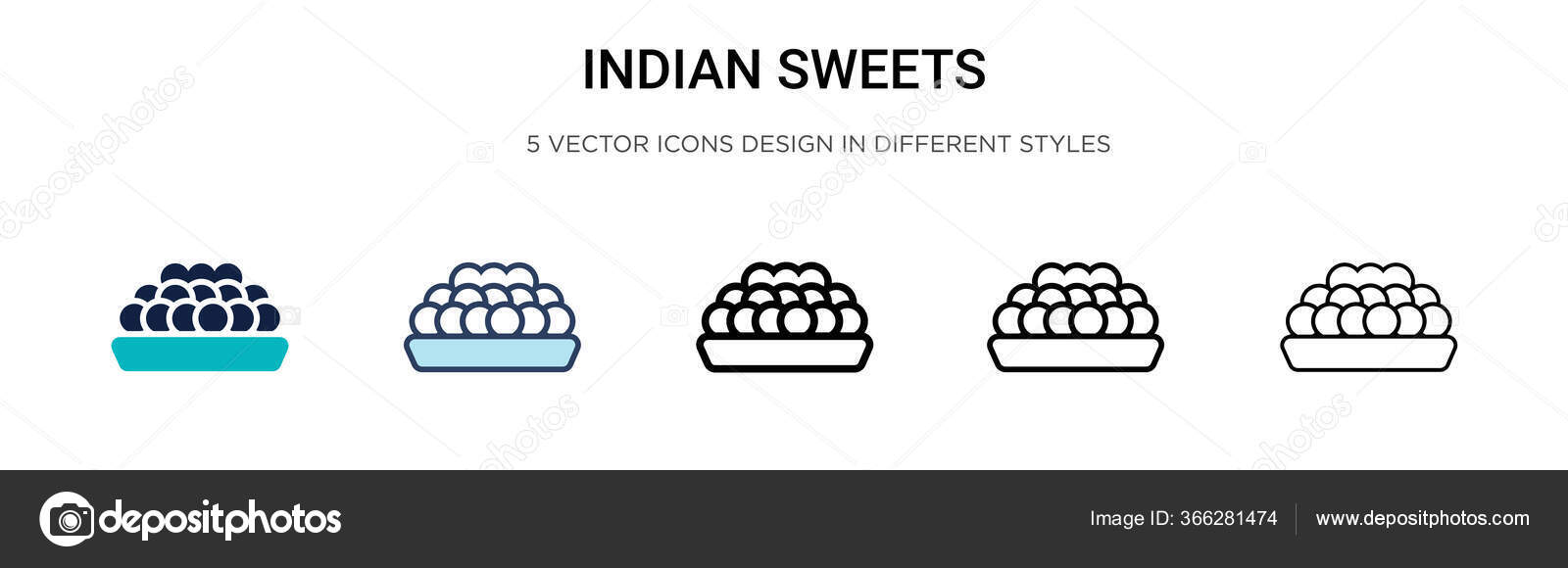 Indian Sweets Icon Filled Thin Line Outline Stroke Style Vector Stock ...