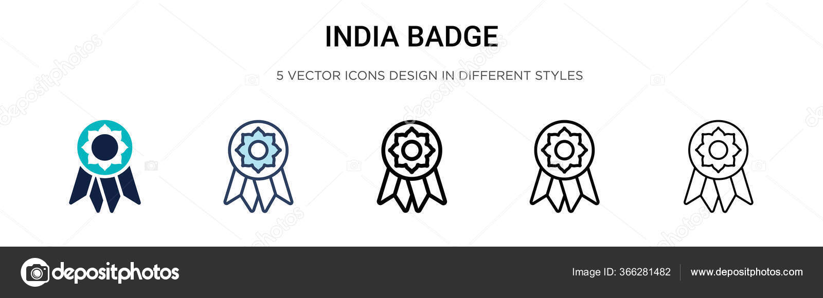 India Badge Icon Filled Thin Line Outline Stroke Style Vector Stock ...
