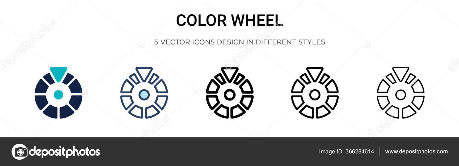 Color Wheel Icon Filled Thin Line Outline Stroke Style Vector Stock ...