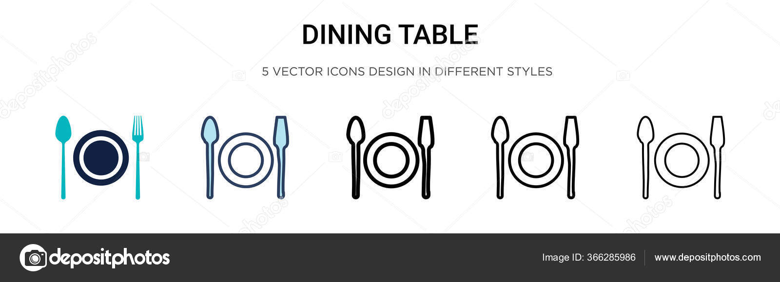 Dining Table Icon Filled Thin Line Outline Stroke Style Vector Stock Vector Image by ©Digital ...