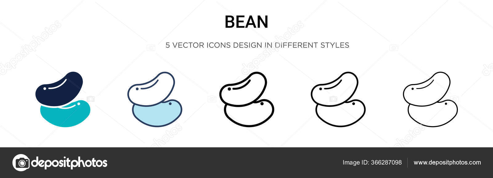 Bean Icon Filled Thin Line Outline Stroke Style Vector Illustration ...